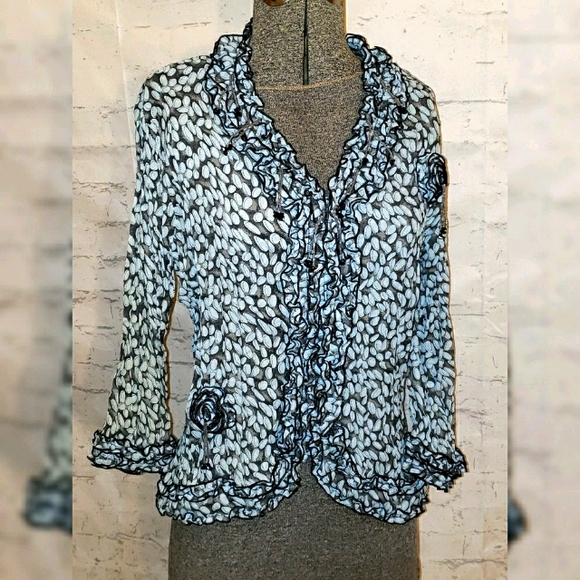 Agora | Tops | Agora Pleated Crinkle Blouse Beadingruffles | Poshmark